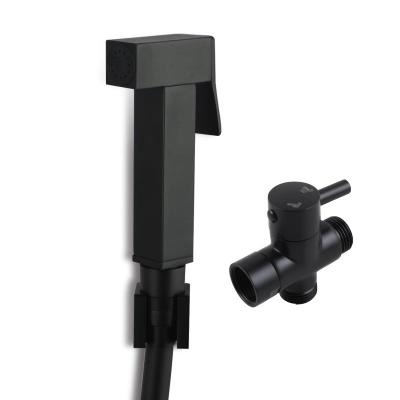 China 2024 Square Brass Black Toilet Bidet Spray Diverter Wash Kit end Simple Fashion Style for sale