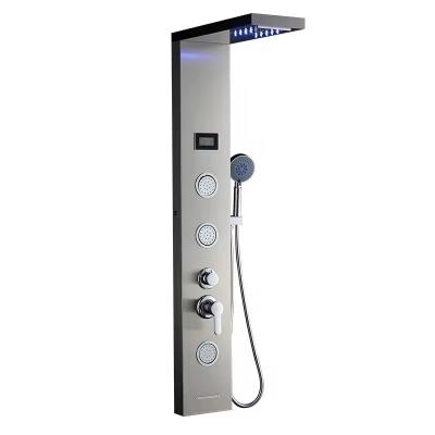 China Modern Design LZ Hwa.Vic LED Digital Display Thermostatic Rain Shower Panel with Spa Jets for sale