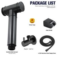 China Lizhen 2024 70g Bathroom Bidet Nozzle Set Black Spray Gun Set for Bathroom Cleaning for sale