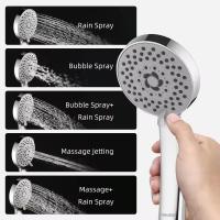 China Contemporary Round Chromed Flower 5 Functions Water Saving Handheld Bath Head Shower for sale