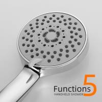 China Contemporary Round Chromed Flower 5 Functions Water Saving Handheld Bath Head Shower for sale