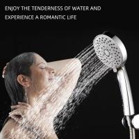 China Contemporary Round Chromed Flower 5 Functions Water Saving Handheld Bath Head Shower for sale
