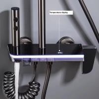 China Modern Lizhen-Hwa.Vic Gray Bathroom Digital Display Faucet Shower System Set Bathtub Hot Cold 4 Functions Tap Shower Set for sale
