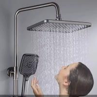China Modern Lizhen-Hwa.Vic Gray Bathroom Digital Display Faucet Shower System Set Bathtub Hot Cold 4 Functions Tap Shower Set for sale