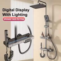 China Blackened Lizhen-Hwa.Vic Bathroom Wall Mount Rain Mixer Piano Shower Combo Set 4 Way Shower Fixture with 12