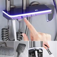 China Blackened Lizhen-Hwa.Vic Bathroom Wall Mount Rain Mixer Piano Shower Combo Set 4 Way Shower Fixture with 12