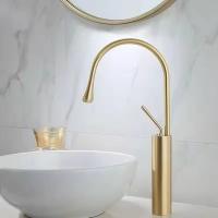 China Hot Cold Water Function Lizhen Hwa.Con Style Golden Design Basin Faucet for Bathroom for sale