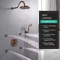 China 9 inch Rain Shower Head Antique Brass 3 Way Shower System Set for Exposed B S Faucet for sale