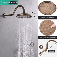 China 9 inch Rain Shower Head Antique Brass 3 Way Shower System Set for Exposed B S Faucet for sale