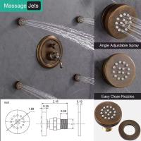 China 9 inch Rain Shower Head Antique Brass 3 Way Shower System Set for Exposed B S Faucet for sale