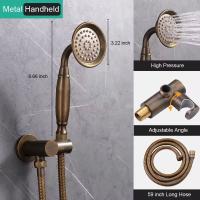 China 9 inch Rain Shower Head Antique Brass 3 Way Shower System Set for Exposed B S Faucet for sale
