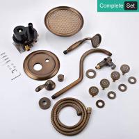 China 9 inch Rain Shower Head Antique Brass 3 Way Shower System Set for Exposed B S Faucet for sale