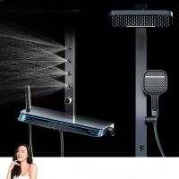 China LZ-Hwa.Vic Adjustable Square Thermostatic Hot And Cold Bathroom LED Light Piano Key Shower Mixer Set System Faucet Shower Set for sale