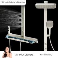 China LZ-Hwa.Vic Adjustable Square Thermostatic Hot And Cold Bathroom LED Light Piano Key Shower Mixer Set System Faucet Shower Set for sale