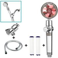 China Bathroom ABS 360 Degrees Rotating Turbo Fan And Filtered Water Saving Clear Shower Head With Handheld for sale