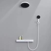 China Round Head Shower Faucet Set with Exposed Feature With Slide Bar Function Hot Cold Water for sale