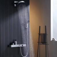 China Round Head Shower Faucet Set with Exposed Feature With Slide Bar Function Hot Cold Water for sale