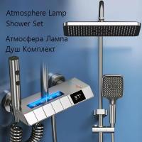 China Grey Rainfall Shower System Bathroom LED Digital Faucet Set with Stainless Steel for sale