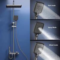 China Grey Rainfall Shower System Bathroom LED Digital Faucet Set with Stainless Steel for sale