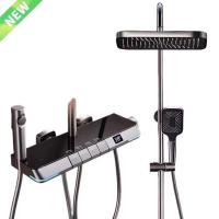 China Thermostatic Shower System Bathtub Wall Mount RainFall Luxury Bath Faucet for sale