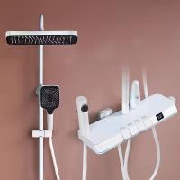 China Thermostatic Shower System Bathtub Wall Mount RainFall Luxury Bath Faucet for sale