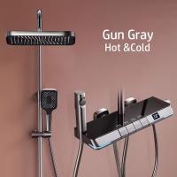 China Thermostatic Shower System Bathtub Wall Mount RainFall Luxury Bath Faucet for sale