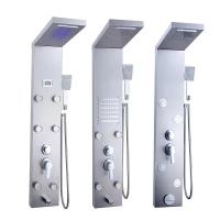 China Modern Bathroom Designs Stainless Steel Waterfall Shower Panel System with LED Lights for sale