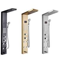 China Modern Bathroom Designs Stainless Steel Waterfall Shower Panel System with LED Lights for sale