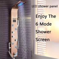 China Multifunctional Spa Stainless Steel Bathroom Shower Wall Panel Gold LED Shower Panels for sale