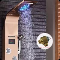 China Multifunctional Spa Stainless Steel Bathroom Shower Wall Panel Gold LED Shower Panels for sale