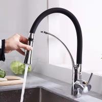 China Lizhen-Hwa.Con 2024 Brass Kitchen Faucet Single Hole Pull Out Hot and Cold Mixer Tap for sale