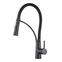 China Contemporary Brass Construction Spring Loaded Modern Square Kitchen Long Water Faucet for sale