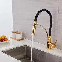 China LZ-Hwa.Con Flexible Silicone Hot and Cold Mixer Single Handle Kitchen Faucet 2 Way Nozzle Pull Out Rotate Kitchen Sink Tap for sale