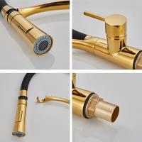 China LZ-Hwa.Con Flexible Silicone Hot and Cold Mixer Single Handle Kitchen Faucet 2 Way Nozzle Pull Out Rotate Kitchen Sink Tap for sale