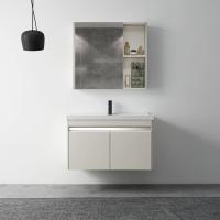 China Aluminum Modern Bathroom Floating Vanity Set with Customized Size Washbasin Cabinet for sale