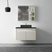 China Aluminum Modern Bathroom Floating Vanity Set with Customized Size Washbasin Cabinet for sale
