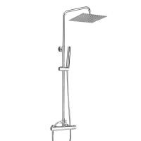 China Exposed Shower Faucet without Slide Bar Wall Mounted Brass Tap and Rainfall Shower Set for sale