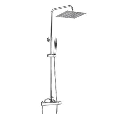 China Exposed Shower Faucet without Slide Bar Wall Mounted Brass Tap and Rainfall Shower Set for sale