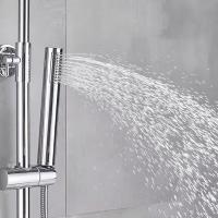 China Exposed Shower Faucet without Slide Bar Wall Mounted Brass Tap and Rainfall Shower Set for sale