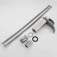 China Lizhen High Black Waterfall Bathroom Tap for Single Wash Basin Stainless Steel Finish for sale