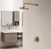 China Easy Installation Brass Gold Water Bath Hand Shower Sprinkle Faucet Set For Bathroom for sale