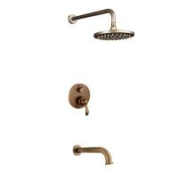China Modern Design Style Bathroom Shower Set Antique Brass Wall Mount Shower Faucet Combo Trim Kit for sale