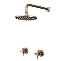 China Modern Design Style Bathroom Shower Set Antique Brass Wall Mount Shower Faucet Combo Trim Kit for sale
