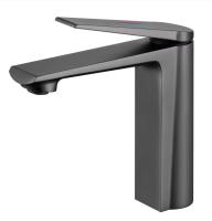 China Luxury Ceramic Valve Core Gun Grey Single Handle Brass Basin Faucet by Lizhen-Hwa.Con for sale