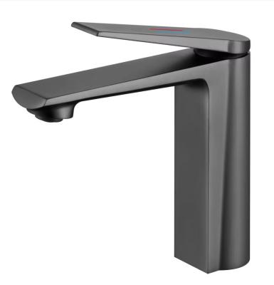 China Luxury Ceramic Valve Core Gun Grey Single Handle Brass Basin Faucet by Lizhen-Hwa.Con for sale