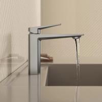 China Luxury Ceramic Valve Core Gun Grey Single Handle Brass Basin Faucet by Lizhen-Hwa.Con for sale