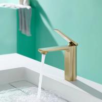 China Ceramic Valve Core Single Handle Brass Basin Faucet for Modern Design Hotel Bathroom for sale