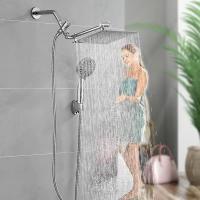 China LZ-Hwa.Con Square Stainless Steel Shower Head Combo 8 Inch With Adjustable Extension Arm for sale