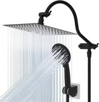 China Wall Mount Rainfall Shower Set with Handheld Shower Head Combo and Matte Black Finish for sale