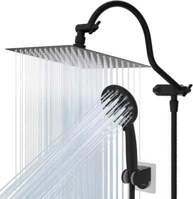 China Wall Mount Rainfall Shower Set with Handheld Shower Head Combo and Matte Black Finish for sale